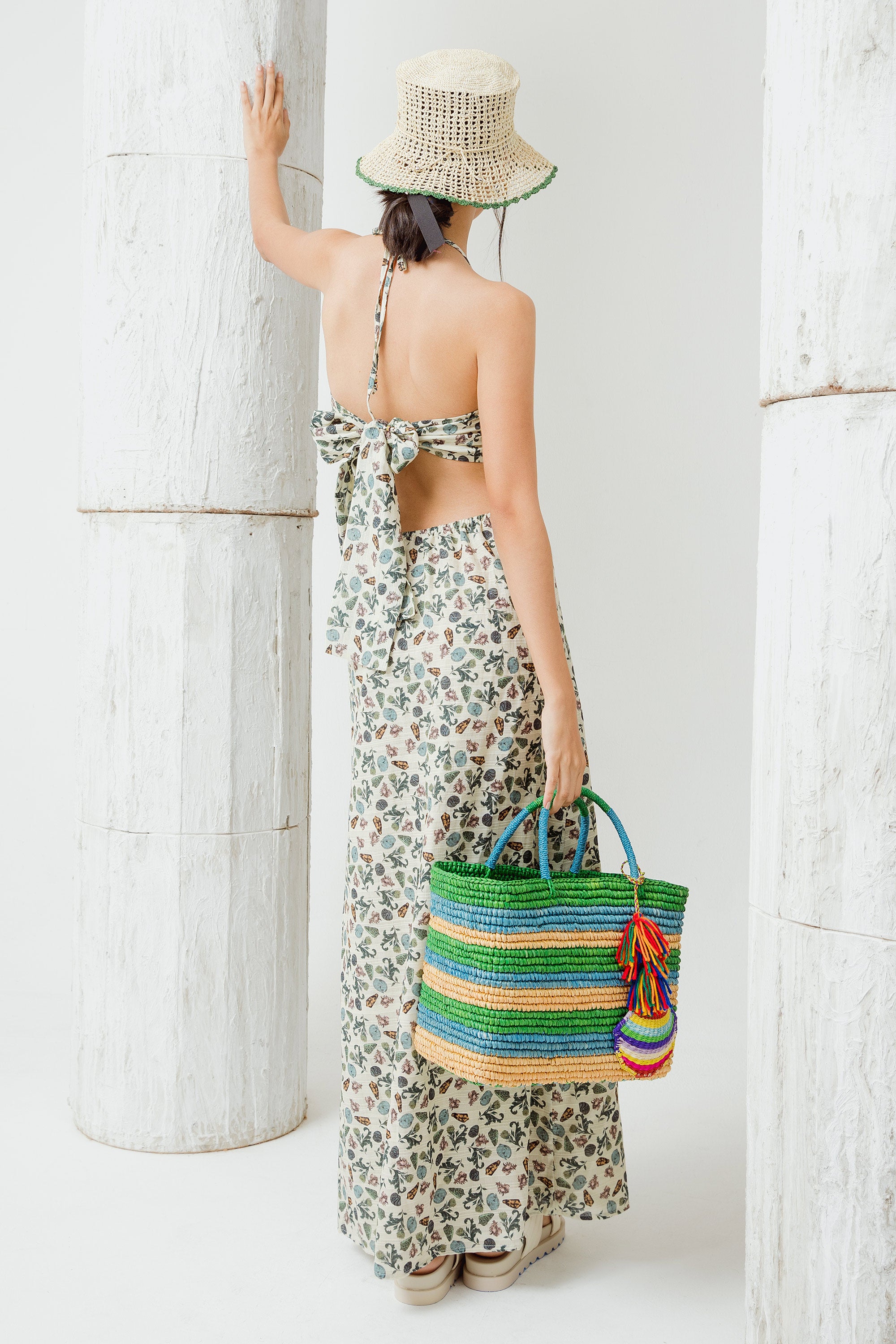 Striped Canasta Tote - Green/Blue/Yellow – OCHIE